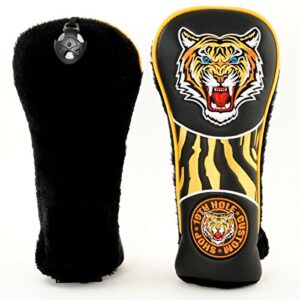 tiger retro style fairway metal woods headcover, black, golf head cover