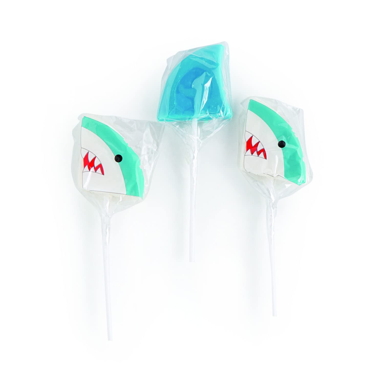 Fun Express Shark Suckers, Heads and Fins Shapes - 12 Individually Wrapped Candy Lollipops - Baby, Jawsome Shark and Sea Birthday Party Supplies - VBS Vacation Bible School Supplies/Decor