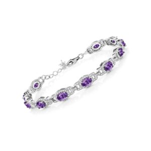 gem stone king 925 sterling silver purple amethyst tennis bracelet for women (8.55 cttw, gemstone birthstone, 7 inch, with 1 inch extender)