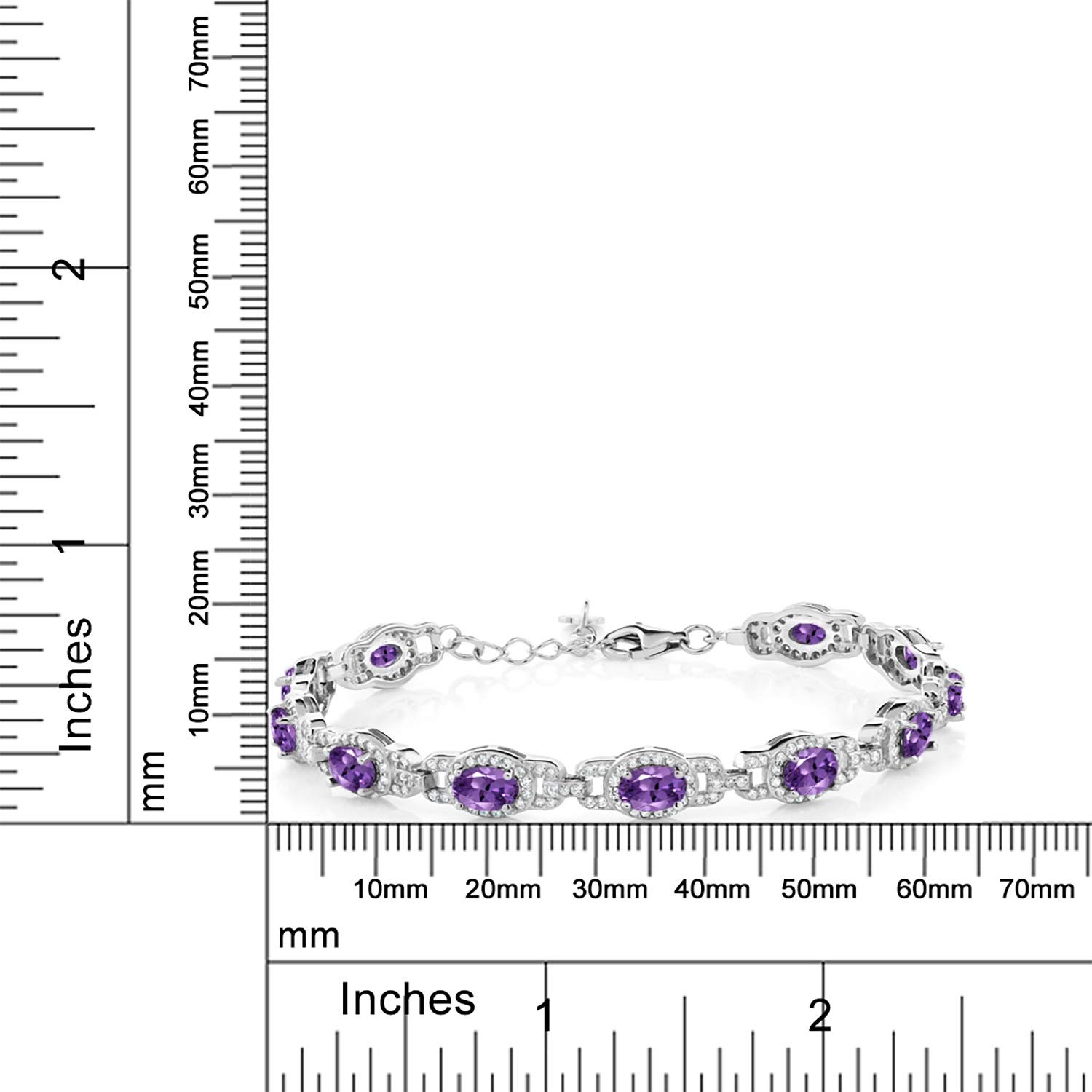 Gem Stone King 925 Sterling Silver Purple Amethyst Tennis Bracelet For Women (8.55 Cttw, Gemstone Birthstone, 7 Inch, with 1 Inch Extender)