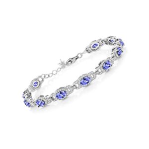 gem stone king 925 sterling silver blue tanzanite tennis bracelet for women (8.55 cttw, gemstone birthstone, 7 inch with 1 inch extender)