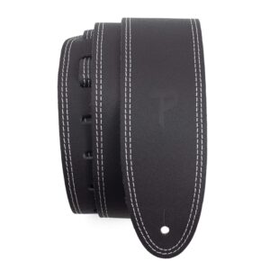 perri's leather ltd. - double stitched leather strap - adjustable strap from 41" to 56" for electric, acoustic, bass guitars - for kids & adults - black (bds-175)