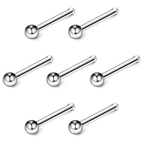 jewelrieshop 40pcs nose ring studs stainless steel nose piercing jewelry bone studs for women men hypoallergenic 22g (1.5mm,silver ball)