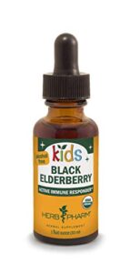 herb pharm kids certified-organic alcohol-free black elderberry glycerite liquid extract, 1 ounce (glkeld01)