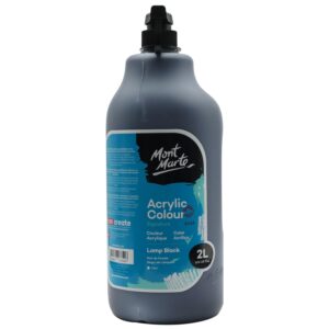 mont marte discovery school acrylic, black, 1/2 gallon (2 liter). ideal for students and artists. excellent coverage and fast drying. pump lid included.