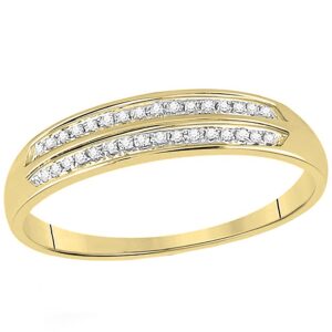 Dazzlingrock Collection Round White Diamond Forever Engagement Trio Ring Set (0.28 ctw, Color I-J, Clarity I2-I3), 10K Yellow Gold, Women size 7.5 and Men size 10.5