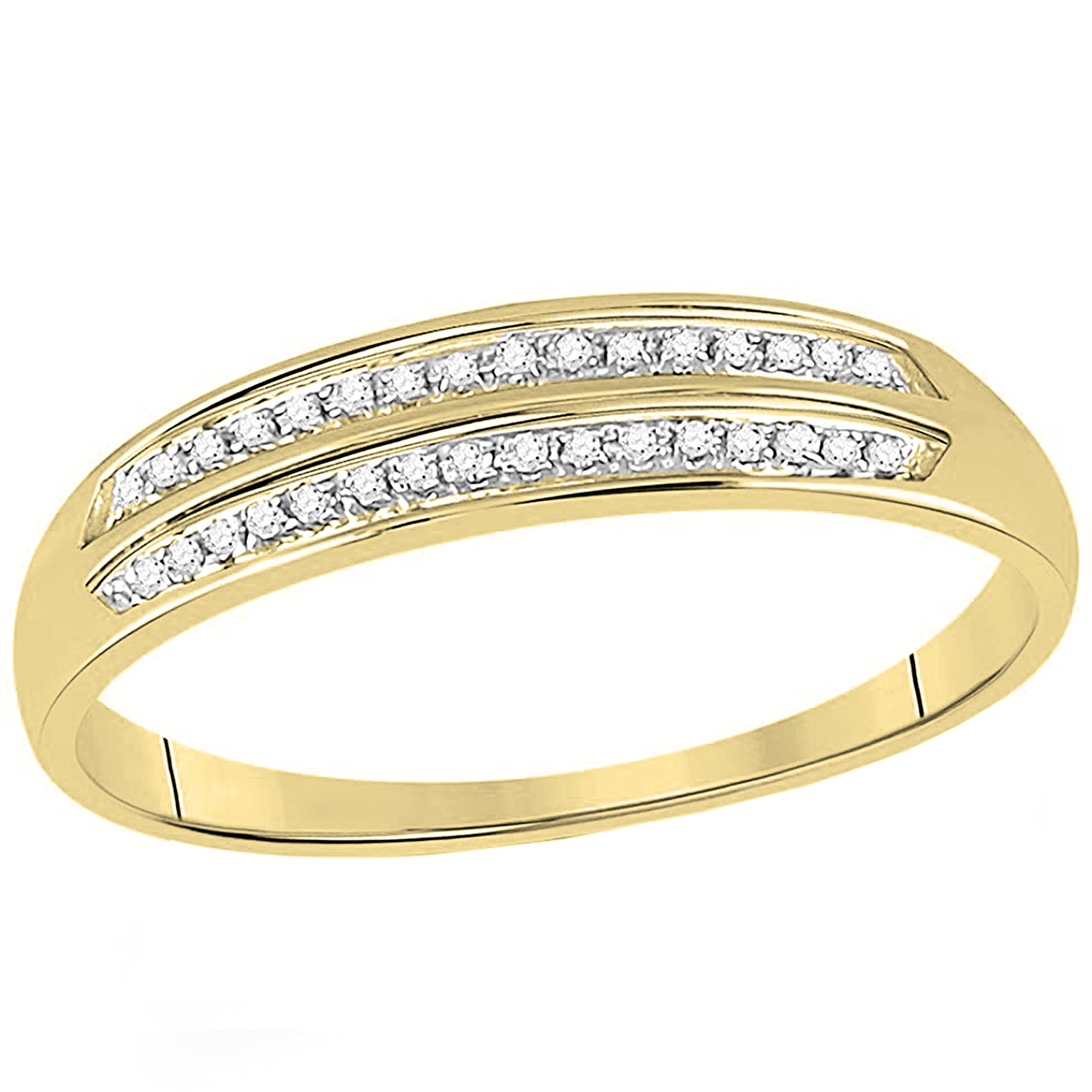 Dazzlingrock Collection Round White Diamond Forever Engagement Trio Ring Set (0.28 ctw, Color I-J, Clarity I2-I3), 10K Yellow Gold, Women size 7.5 and Men size 10.5