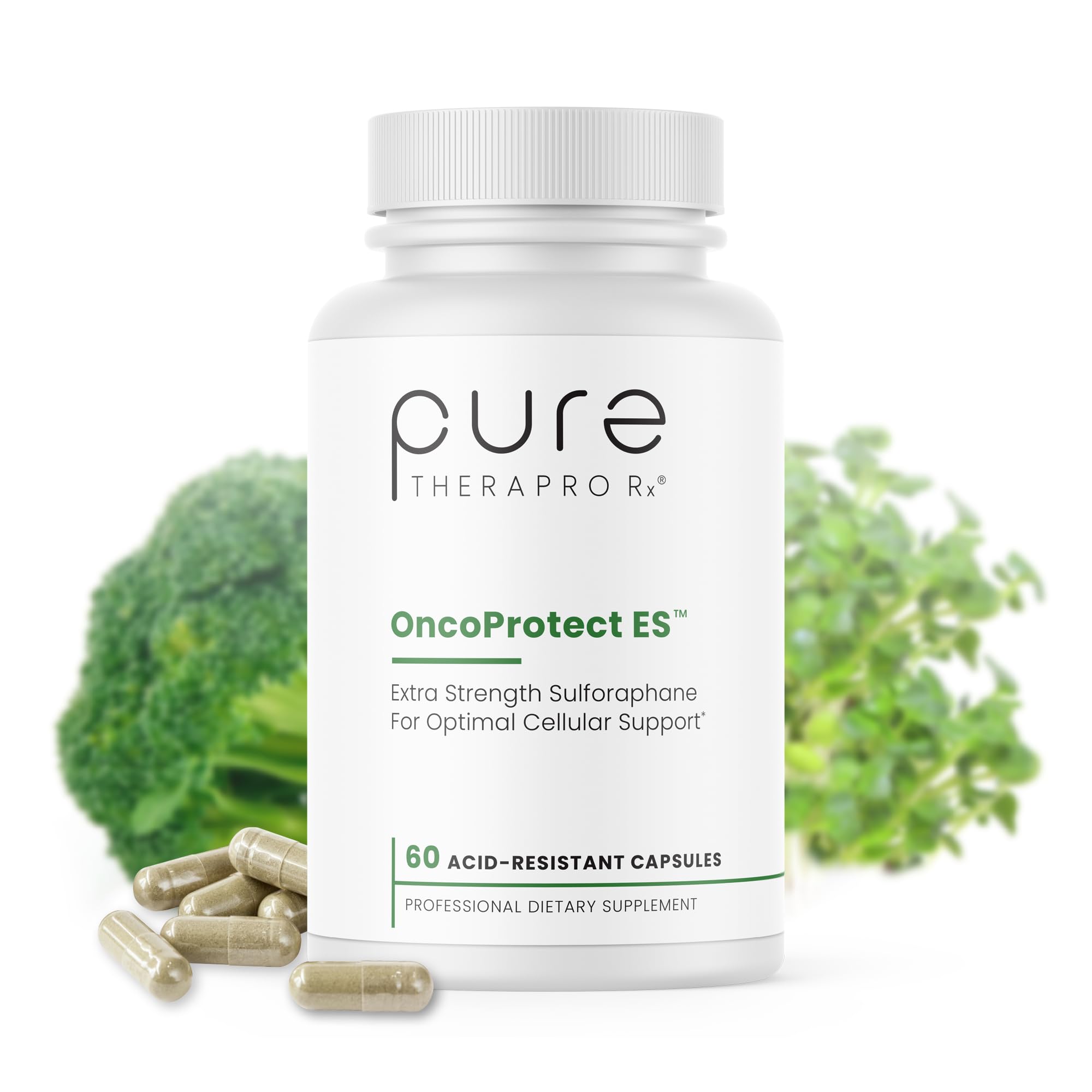 OncoProtect ES *HIGH DOSE* 60 VCaps | 60mg of Sulforaphane Per Capsule | Patented Activated BroccoRaphanin Broccoli Seed Extract Converted by Myrosinase | Zero Fillers, Vegan, Pharma Grade