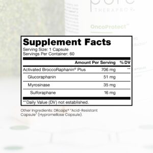 OncoProtect ES *HIGH DOSE* 60 VCaps | 60mg of Sulforaphane Per Capsule | Patented Activated BroccoRaphanin Broccoli Seed Extract Converted by Myrosinase | Zero Fillers, Vegan, Pharma Grade