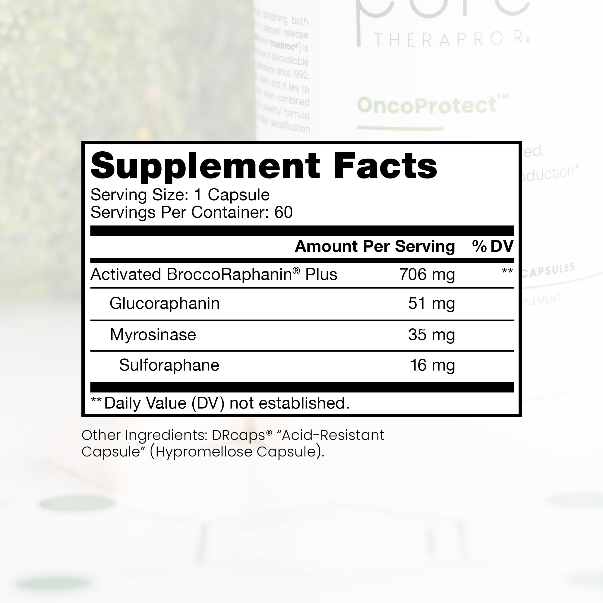 OncoProtect ES *HIGH DOSE* 60 VCaps | 60mg of Sulforaphane Per Capsule | Patented Activated BroccoRaphanin Broccoli Seed Extract Converted by Myrosinase | Zero Fillers, Vegan, Pharma Grade