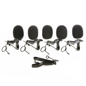 Movo MCW5 Lavalier Microphone Lapel Mic Clips and Foam Microphone Covers - 5 Replacement Pack for 6-7mm Mics