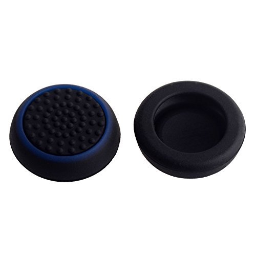 Gametown 2 Silicone Thumb Grip Stick Cover Caps for Sony PS4 PS3 PS2 Xbox 360 Xbox one Analog Controller Black with Blue Edge