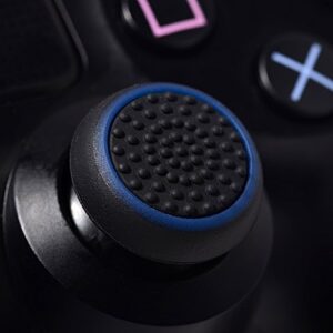 Gametown 2 Silicone Thumb Grip Stick Cover Caps for Sony PS4 PS3 PS2 Xbox 360 Xbox one Analog Controller Black with Blue Edge