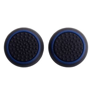 Gametown 2 Silicone Thumb Grip Stick Cover Caps for Sony PS4 PS3 PS2 Xbox 360 Xbox one Analog Controller Black with Blue Edge