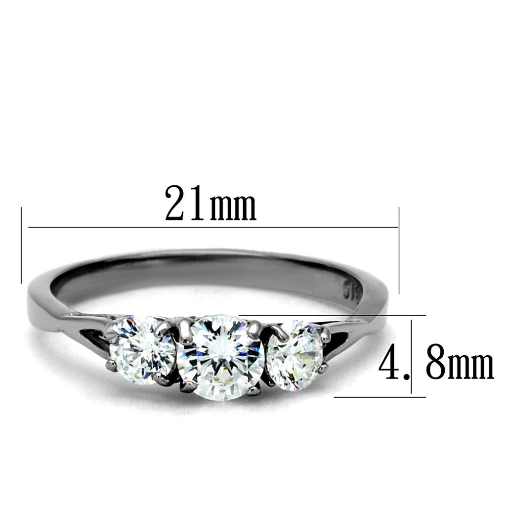 Marimor Jewelry Women's Three Stone .96 Carat Zirconia Stainless Steel Anniversary Ring Size 8