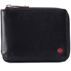 alpine swiss logan zipper bifold wallet for men or women rfid safe comes in a gift box black