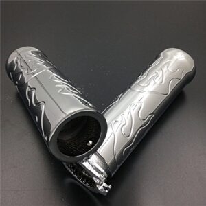 xkh- motorcycle billet flame style 7/8'' hand grips compatible with shadow 750 spirit aero ace chrome [b00y7c5ife]