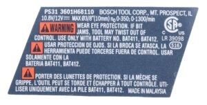 bosch parts 2609132499 nameplate