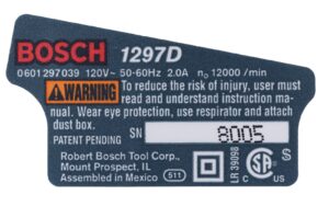 bosch parts 2610919909 nameplate