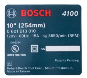 bosch parts 2610950039 nameplate