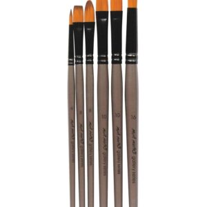 Mont Marte Gallery Series Acrylic Brush Set, 6 Piece. Selection of Synthetic Hair Paint Brushes Suitable for Acrylic Painting