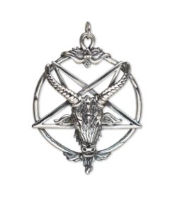 real metal sterling silver baphomet satanic goat head inverted pentacle pentagram pendant