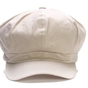 Cotton Elastic Newsboy Cap - Stone