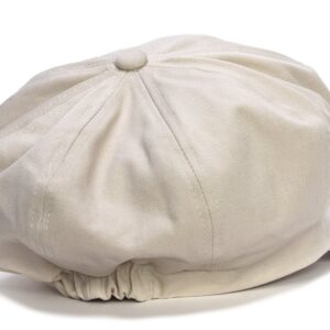 Cotton Elastic Newsboy Cap - Stone