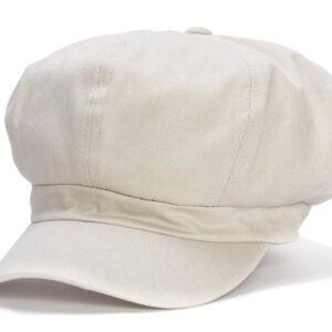 Cotton Elastic Newsboy Cap - Stone