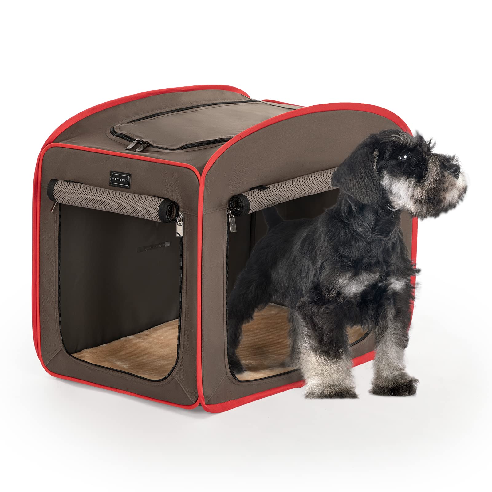 Petsfit Portable Dog Crates for Medium Dogs, Travel Dog Crate with Soft Cushion and Carrying Case, for Indoor Outdoor