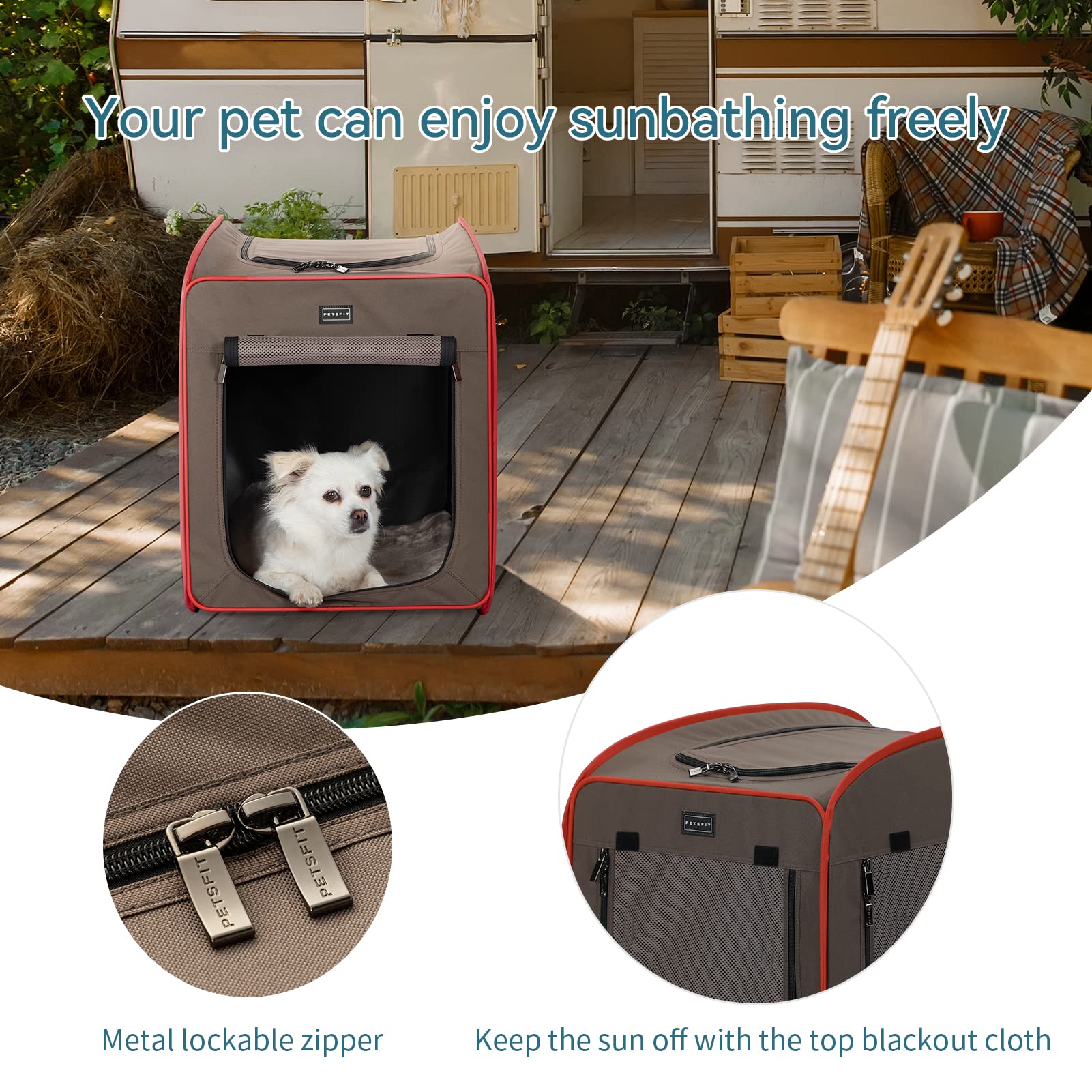 Petsfit Portable Dog Crates for Medium Dogs, Travel Dog Crate with Soft Cushion and Carrying Case, for Indoor Outdoor