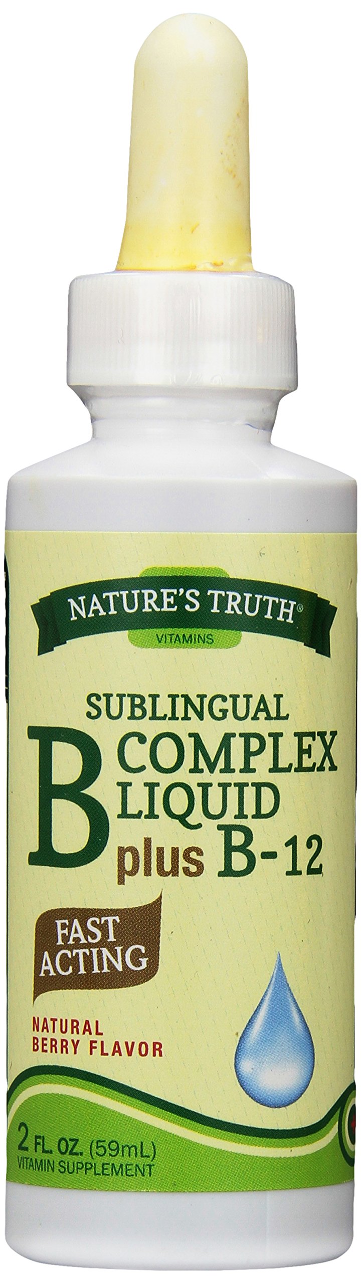 Nature's Truth Sublingual Vitamin B Complex Plus B-12 Fast Acting Flavored Liquid, Natural Berry Flavor, 2 Fluid Ounce (Pack of 3)