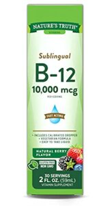 nature's truth sublingual vitamin b-12 10,000 mcg, fast acting liquid, natural berry flavor, 2 fluid ounce (pack of 1)