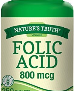 Nature's Truth Folic Acid 800 Mcg 250 Tabs, 250 Count (Pack of 3)