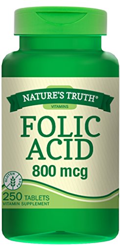 Nature's Truth Folic Acid 800 Mcg 250 Tabs, 250 Count (Pack of 3)