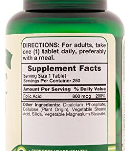 Nature's Truth Folic Acid 800 Mcg 250 Tabs, 250 Count (Pack of 3)