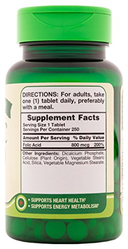 Nature's Truth Folic Acid 800 Mcg 250 Tabs, 250 Count (Pack of 3)