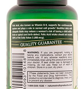 Nature's Truth Folic Acid 800 Mcg 250 Tabs, 250 Count (Pack of 3)