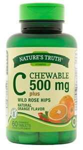 nature's truth vitamin c 500 mg chewable with rh tabs, 60 count (pack of 3)