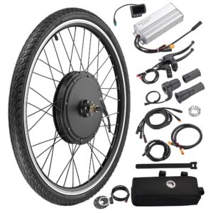 aw electric bike conversion kit 48v 1000w 26" front wheel powerful motor, dual mode controller, w/lcd display twist throttle pas