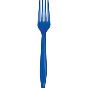 creative converting 010047 24 count touch of color plastic forks, cobalt