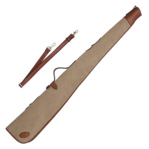 tourbon hunting padding gun slip bag 52 inch shotgun case - canvas and leather