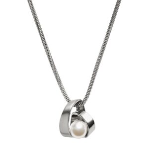 skagen agnethe pearl silver-tone pendant necklace, 15" + 1.5" extender