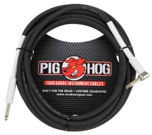 pig hog ph10r high performance 8mm 1/4" to 1/4" right-angle guitar instrument cable, 10 feet