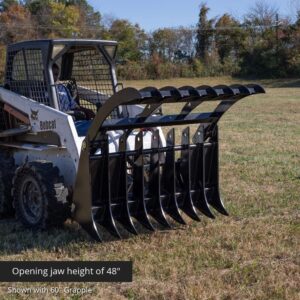 Titan Attachments 84in Clamshell Root Grapple Rake, Universal Skid Steer Mounting, Twin 3,000 PSI Cylinders, Brush Debris Landscaping Grapple