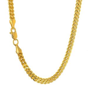 jewelstop 14k 20 inches yellow gold 3.2mm square franco chain, lobster claw-20, 10gr.