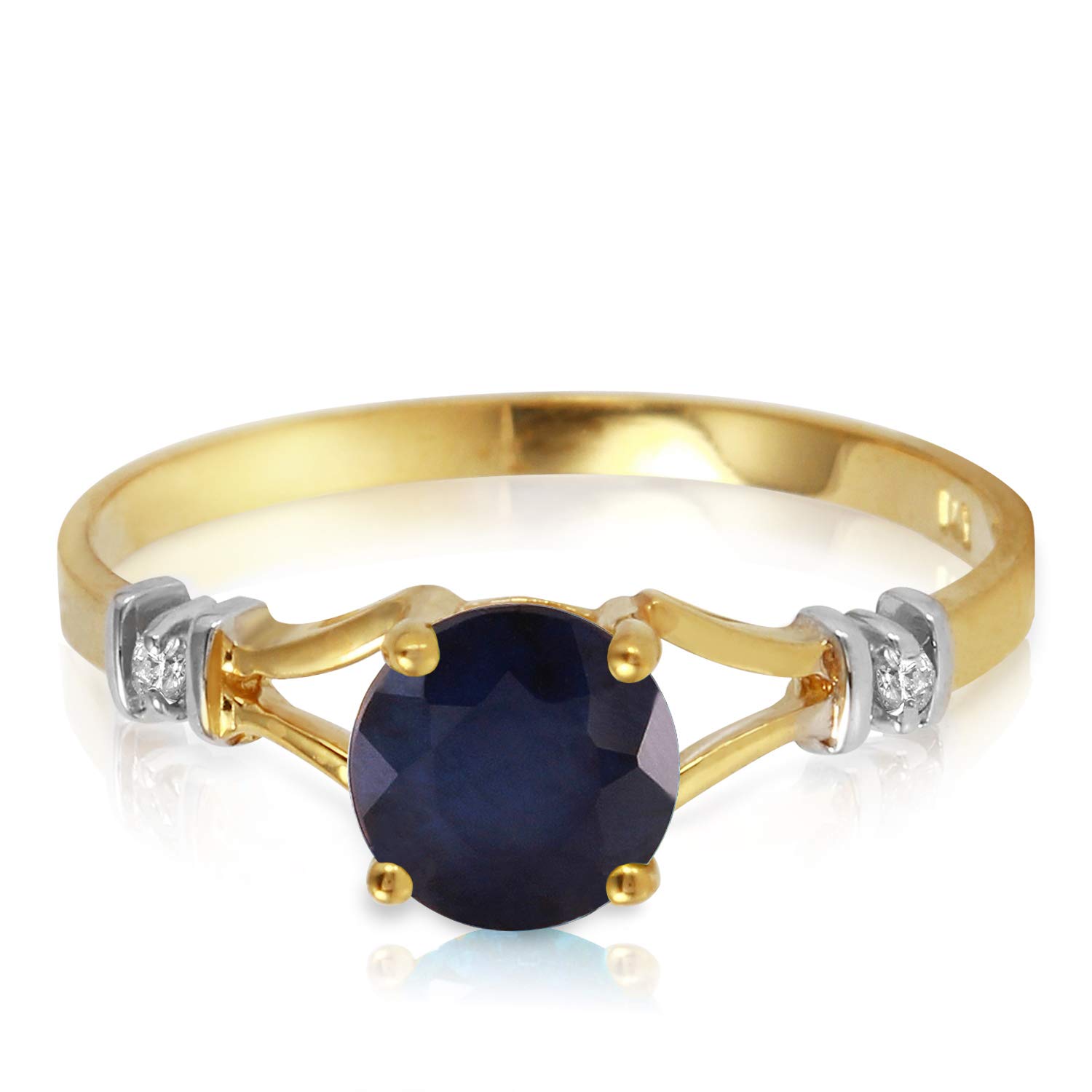 Galaxy Gold GG 14k Yellow Gold Ring with Natural Diamonds and Sapphire - Size 7.5