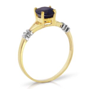 Galaxy Gold GG 14k Yellow Gold Ring with Natural Diamonds and Sapphire - Size 7.5