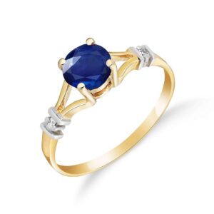 Galaxy Gold GG 14k Yellow Gold Ring with Natural Diamonds and Sapphire - Size 7.5