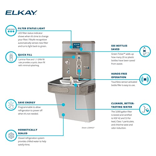 Elkay LZS8WSLP Enhanced ezH2O Bottle Filling Station & Single ADA Cooler Filtered Refrigerated Light Gray